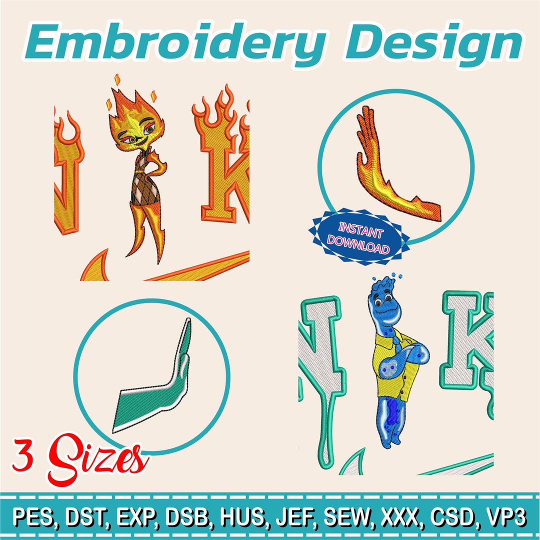 Embroidery Design / Ember Lumen / Wade Ripple / Elements / Movie - Etsy UK