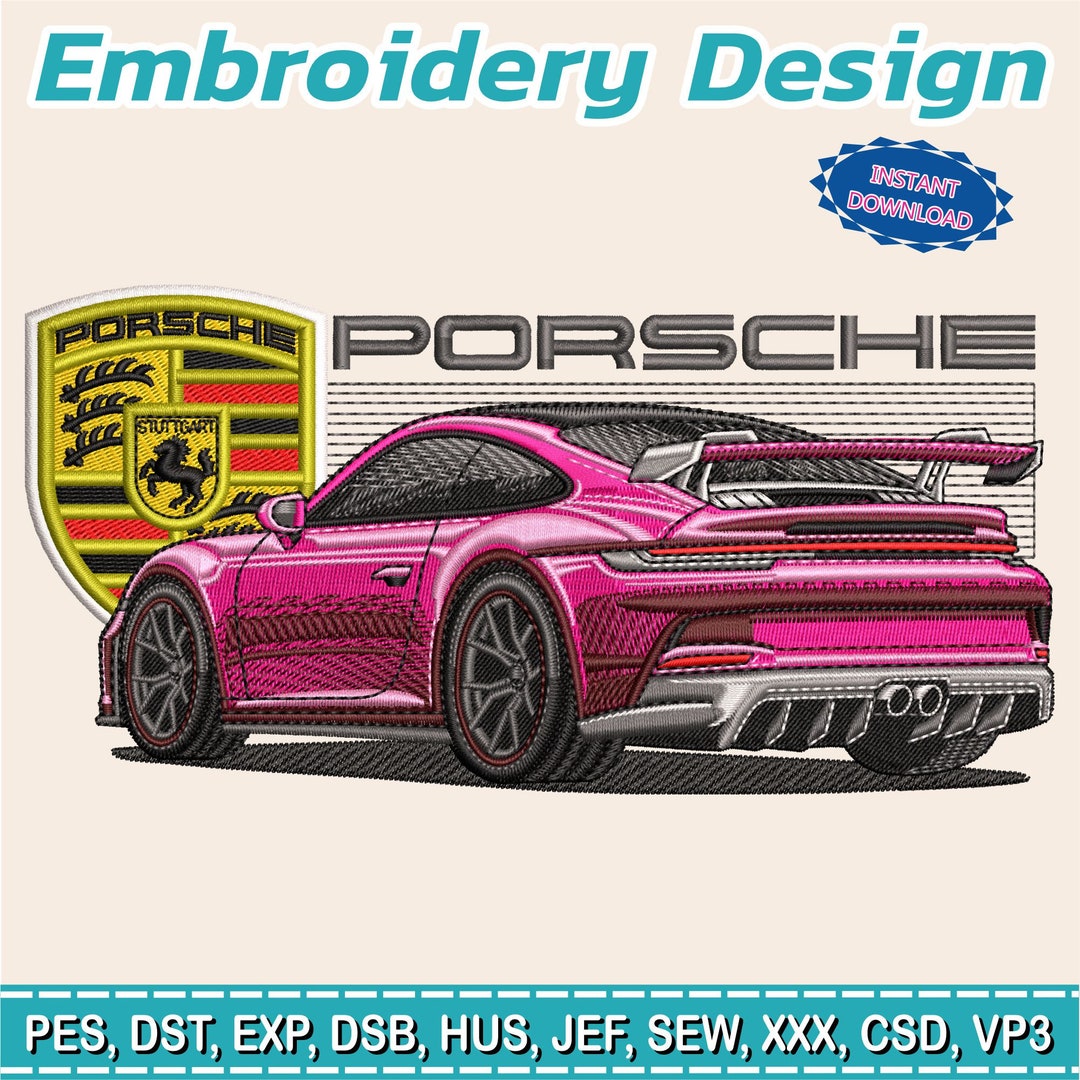 Embroidery Design / Porsche / Sports Car / 4 Different Sizes / INSTANT ...