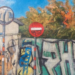 Limassol Cyprus Old Town Blue Sky Colourful Graffiti Street Stop Sign ...