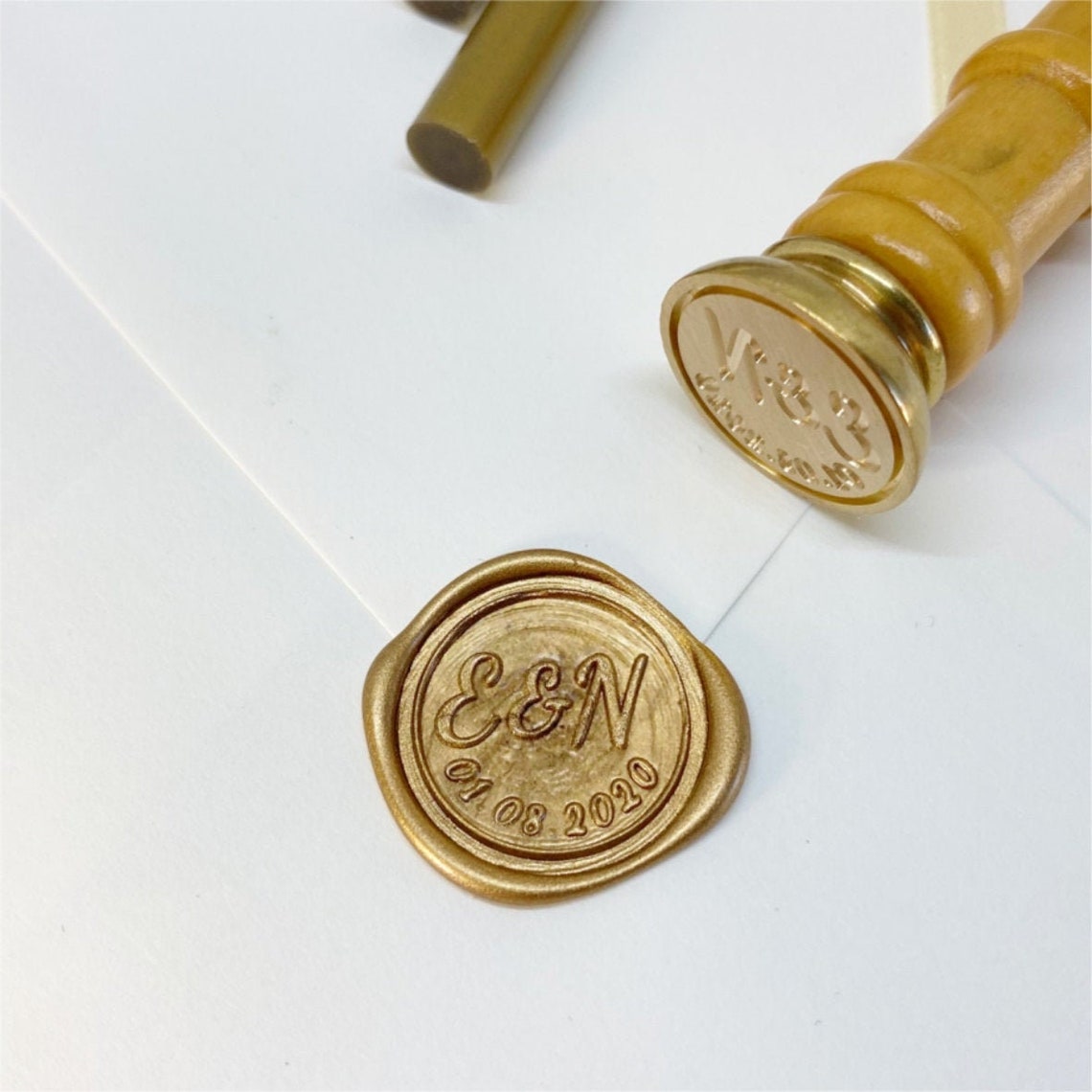 Sceau de cire personnalisée Mariage / initiales et date / Cachet de ...