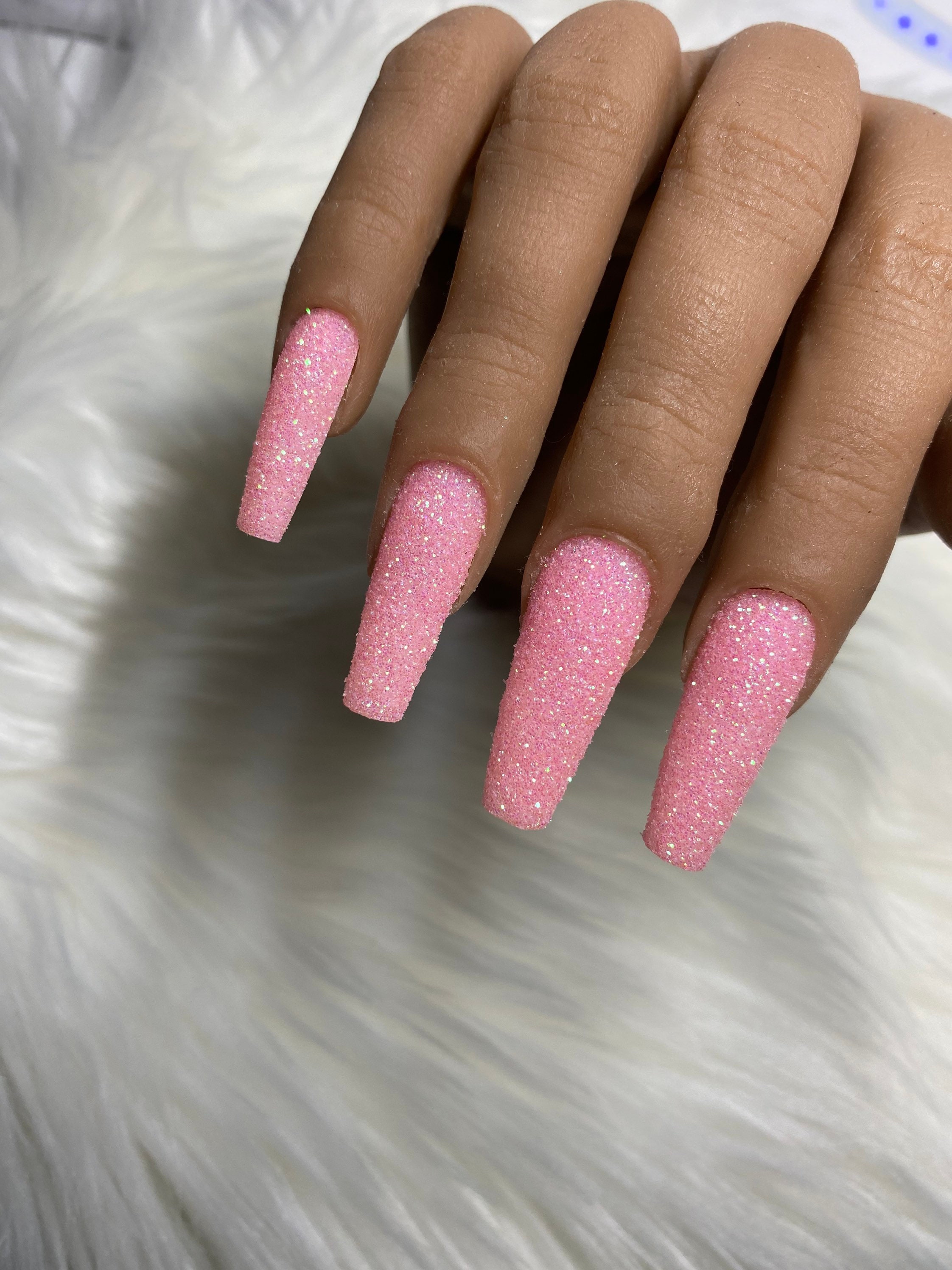 Pink Glitter Press on Nails - Etsy