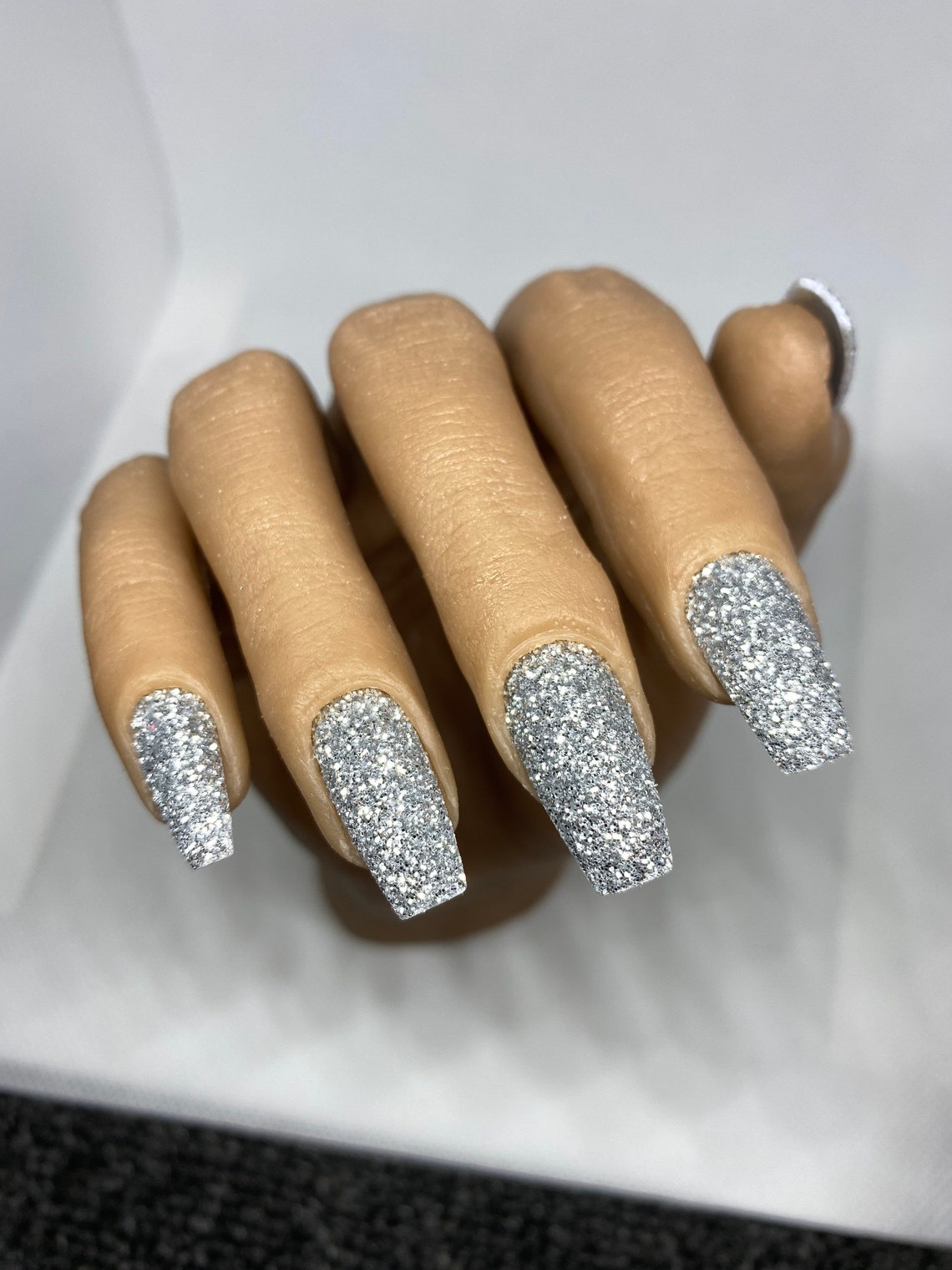 Silver Glitter Press on Nails - Etsy