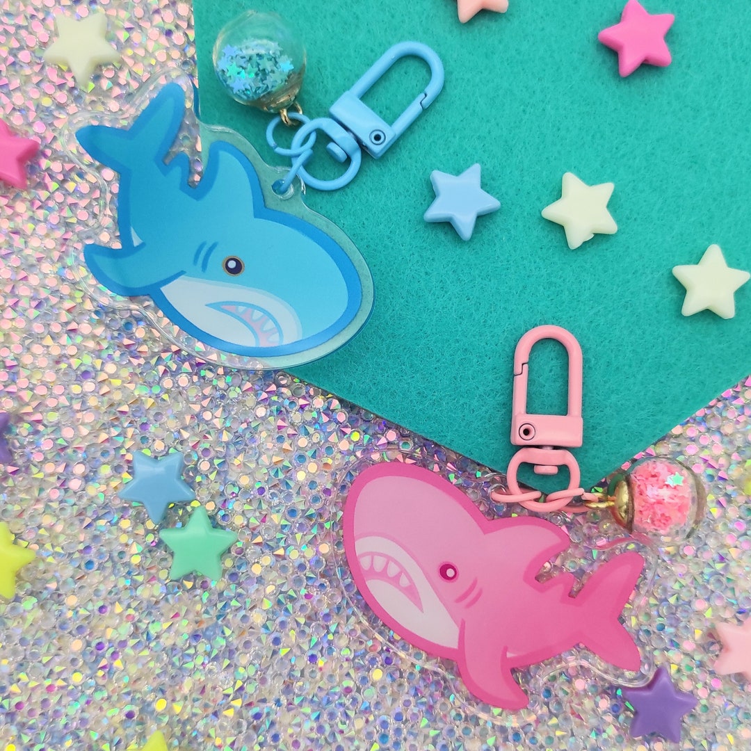 Blahaj Blue & Pink Shark Acrylic Charm Keychains - Etsy
