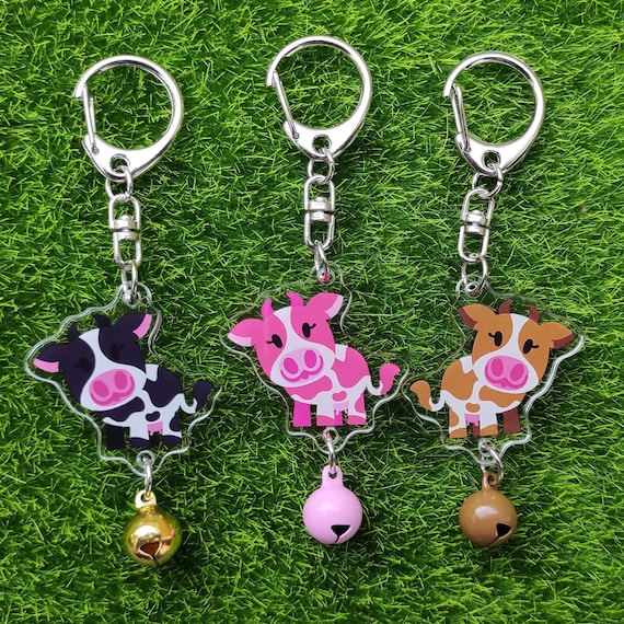 Cute Cow Acrylic Charm Keychains - Etsy