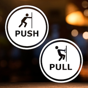 Push & Pull Door Sign Sticker Set Sign Vinyl Indoor Outdoor Safety ...