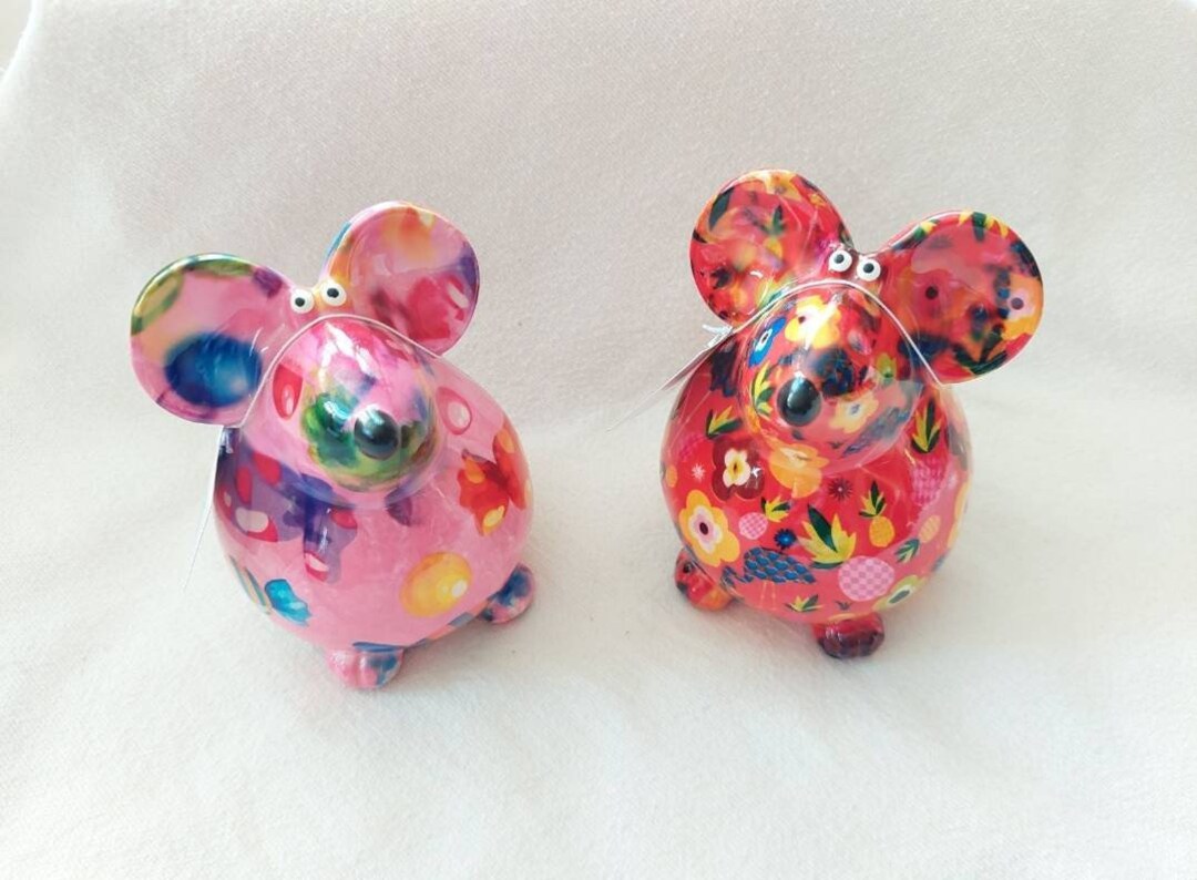 Set of 2 Mouse Money Bank by Pomme Pidou Pink and Red - Etsy