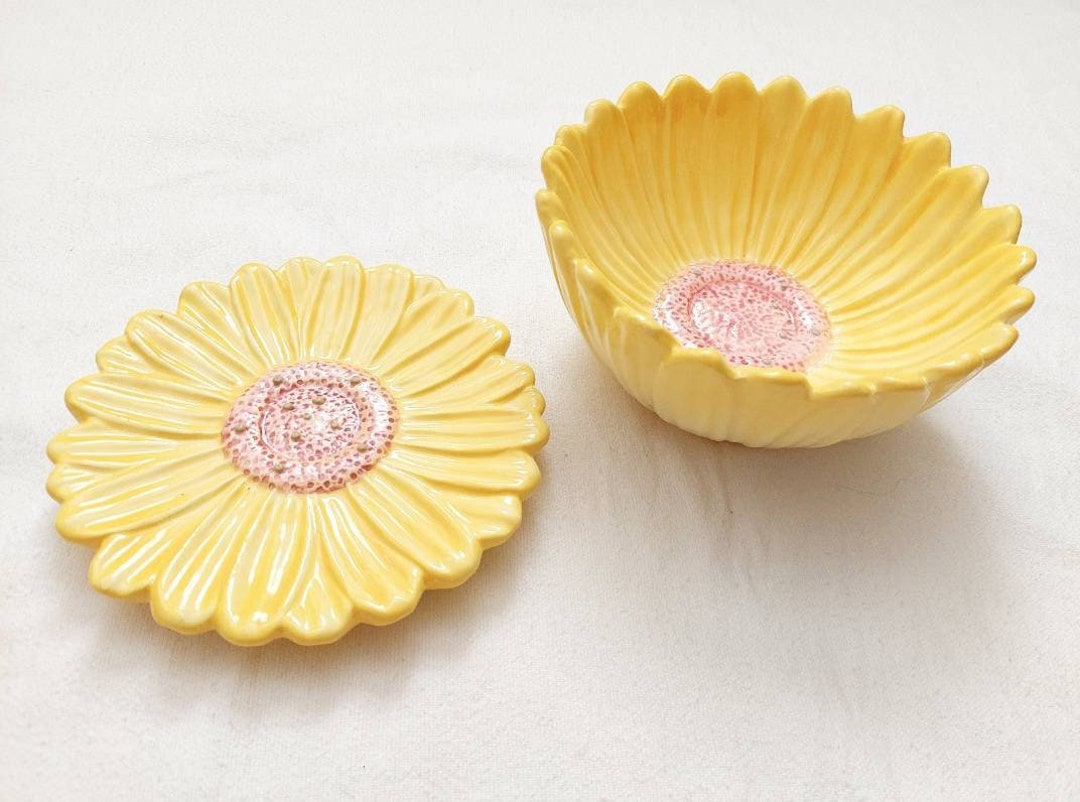 Beautiful Porcelain Flower Bowl and Plate by Nantucket yellow - Etsy