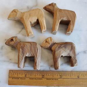4 Hand Carved Sheep Miniature Figurines, Set of Four Wood Sheep - Etsy