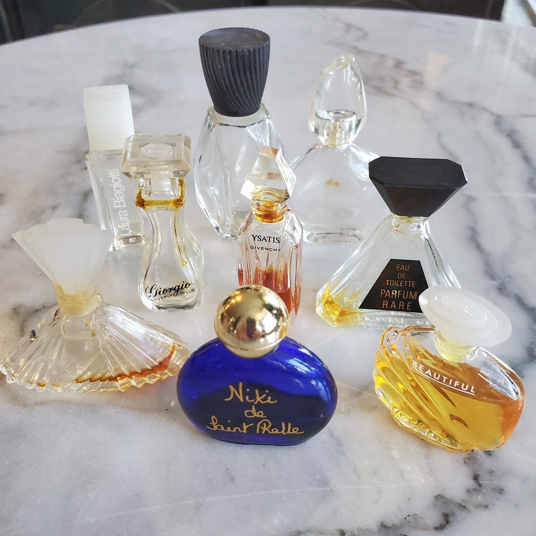 Collection of 1980s Mini Vintage Ladies Designer Perfume Bottles, 9 ...