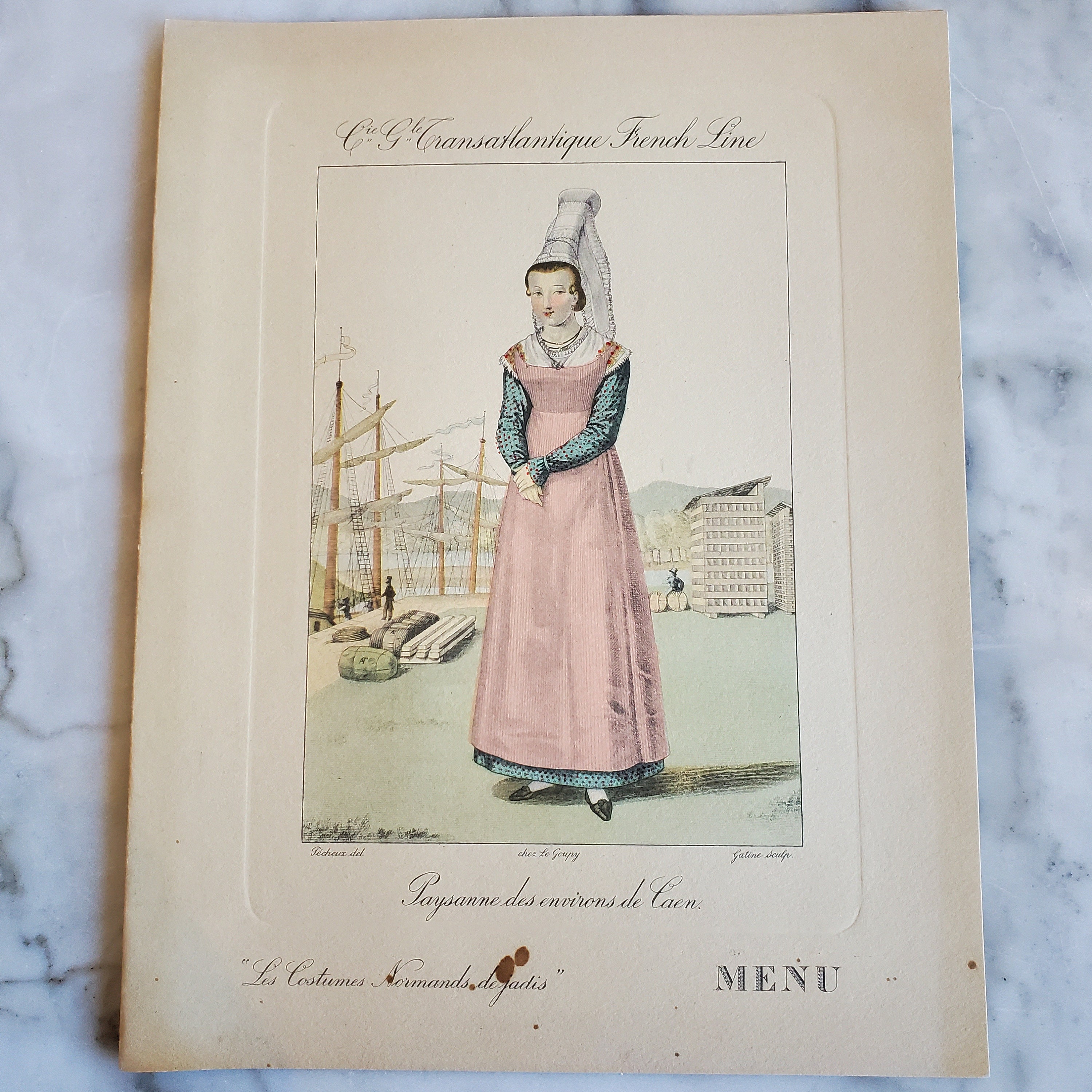 1937 Cie. Gle. Transatlantique French Line Cruise Ship Menus, Paquebot ...