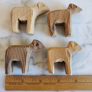 4 Hand Carved Sheep Miniature Figurines, Set of Four Wood Sheep - Etsy