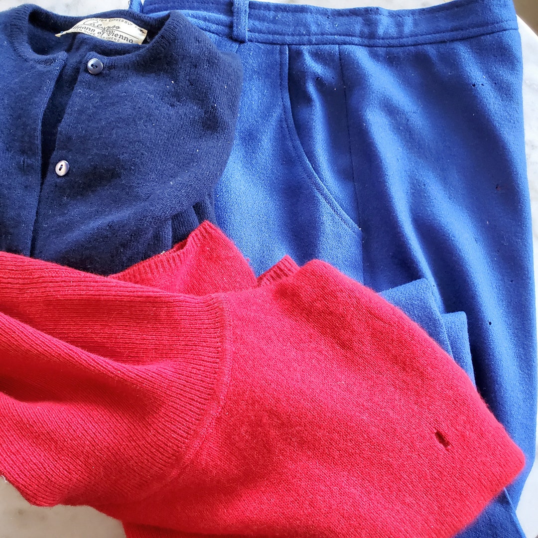 Vintage Cashmere & Wool Garments for Repurpose, Wool With Moth Holes ...
