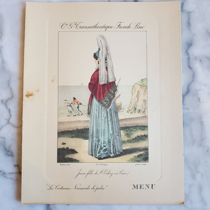 1937 Cie. Gle. Transatlantique French Line Cruise Ship Menus, Paquebot ...