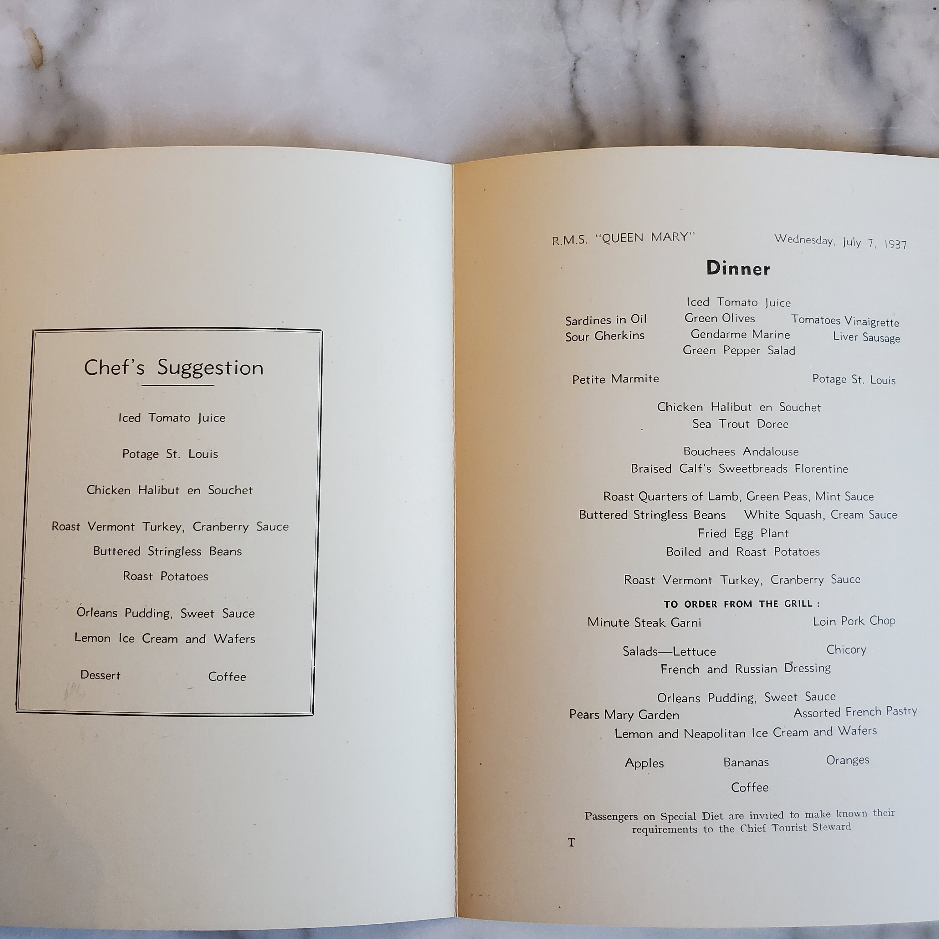 1937 Cunard White Star Cruise Line Menus, R.M.S. Queen Mary - Etsy