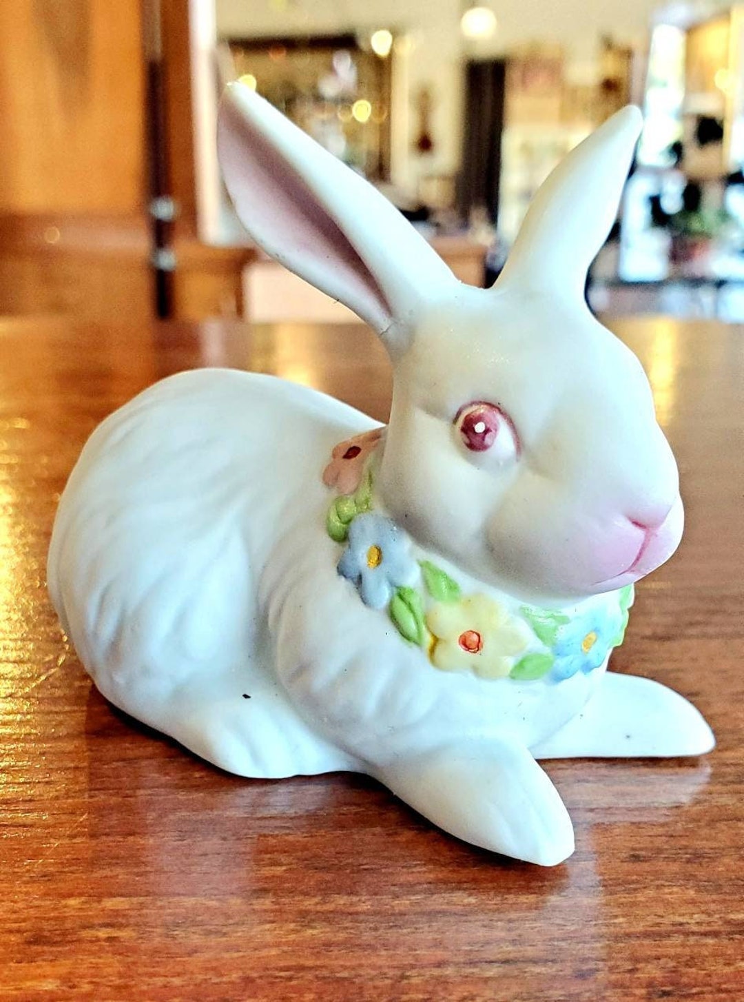 Vintage Lefton Bunny Figurine, Hand Painted Ceramic White Rabbit, 1987 ...