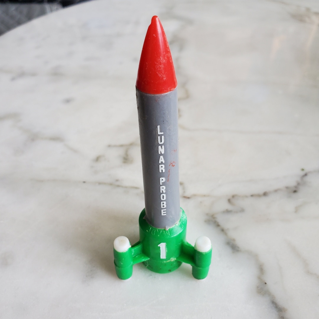 Mid-century Rocket Ship Cake Topper, Celluloid Plastic Figurine, Empire ...