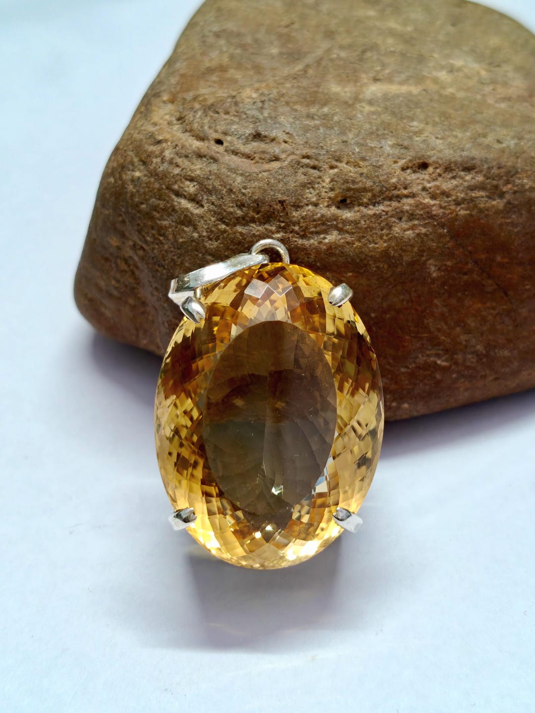 Large Citrine Pendant,citrine Silver Pendant,women Pendant,925 Silver ...