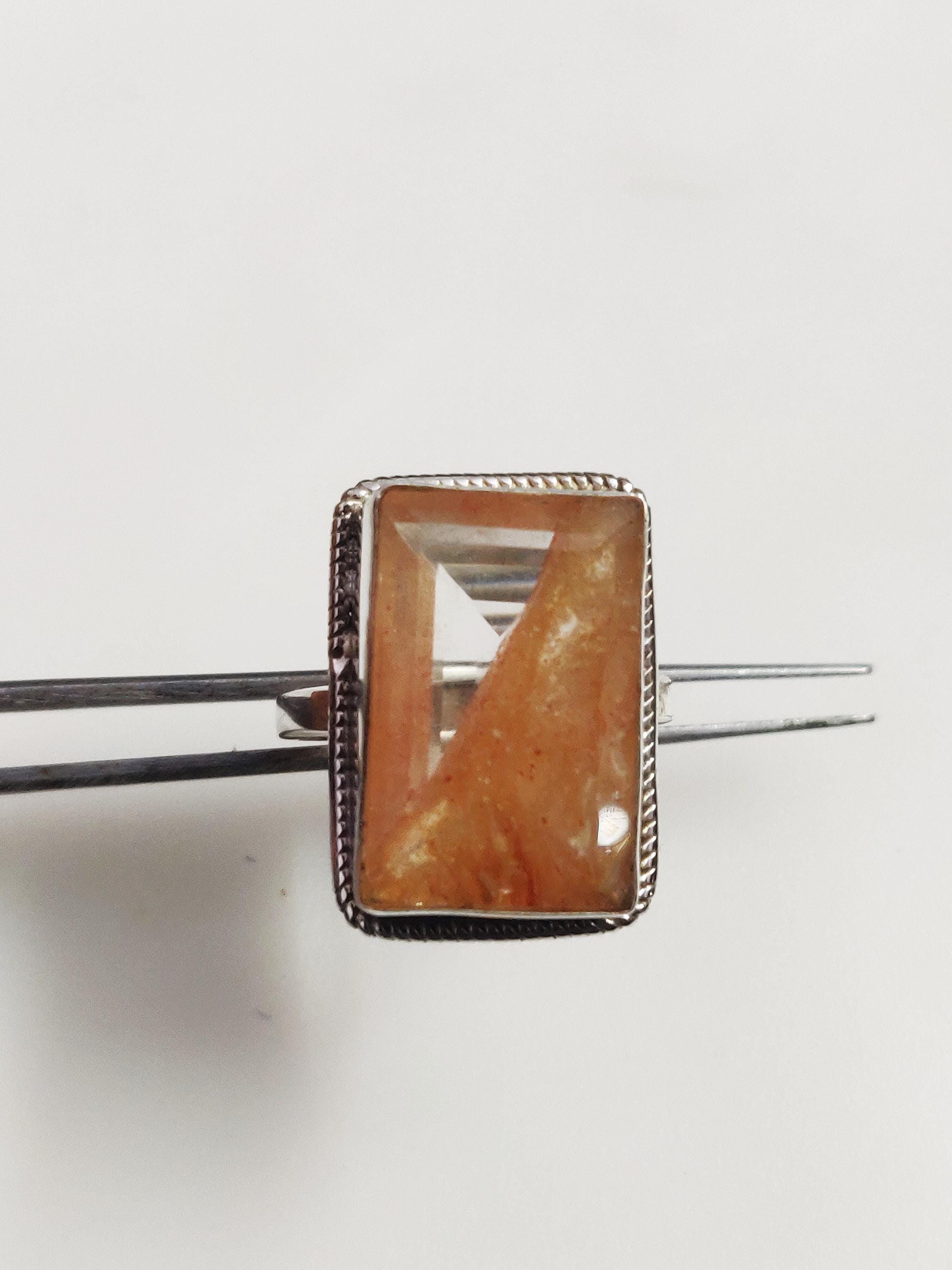 Unique Rust Quartz Ring, Rust Quartz Silver Ring, Sterling Silver Ring ...