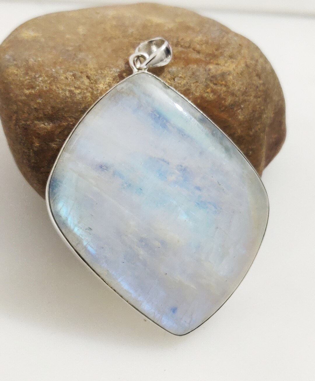Extra Large Moonstone Pendant, Rainbow Moonstone Pendant, Moonstone ...
