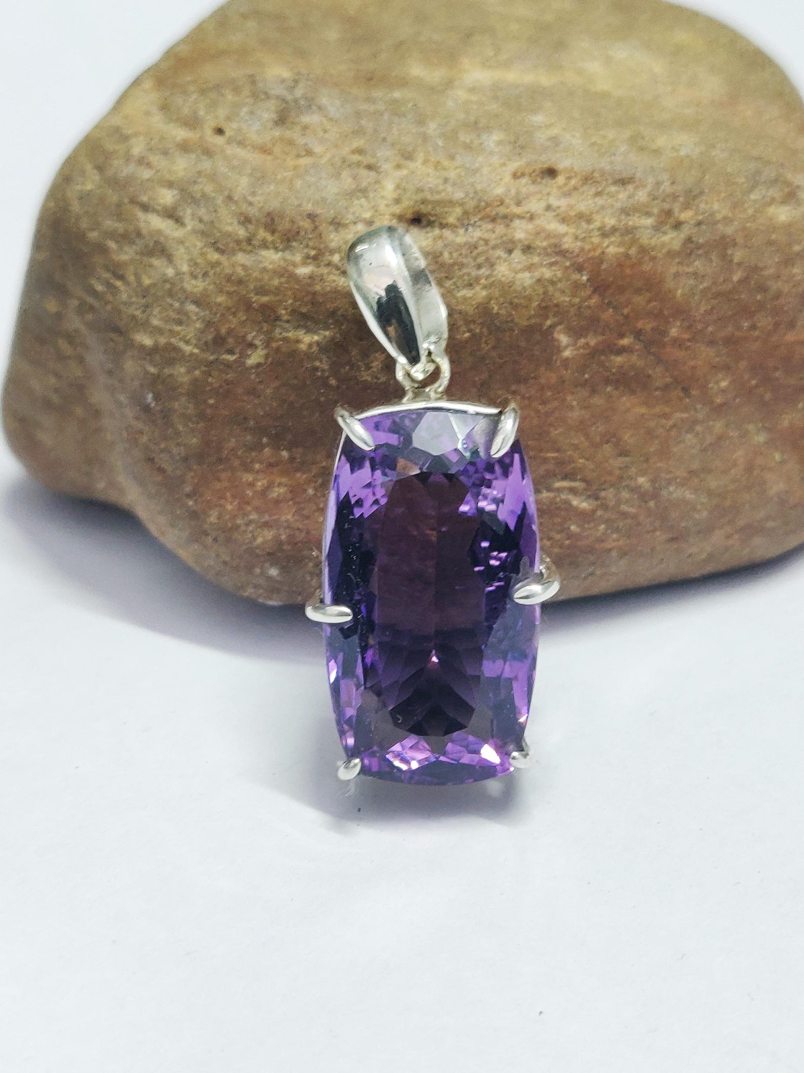 Large Amythest Pendant, Amythest Silver Pendant,women Pendant, Gemstone ...