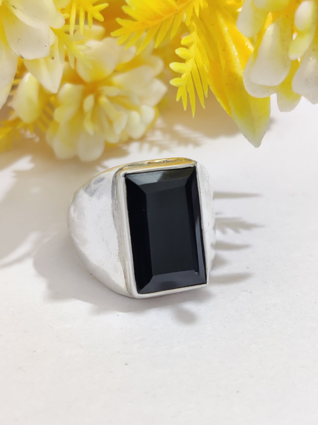 Emerald Cut Black Onyx Ring, Mans Ring ,black Onyx Ring, Black Onyx Man ...