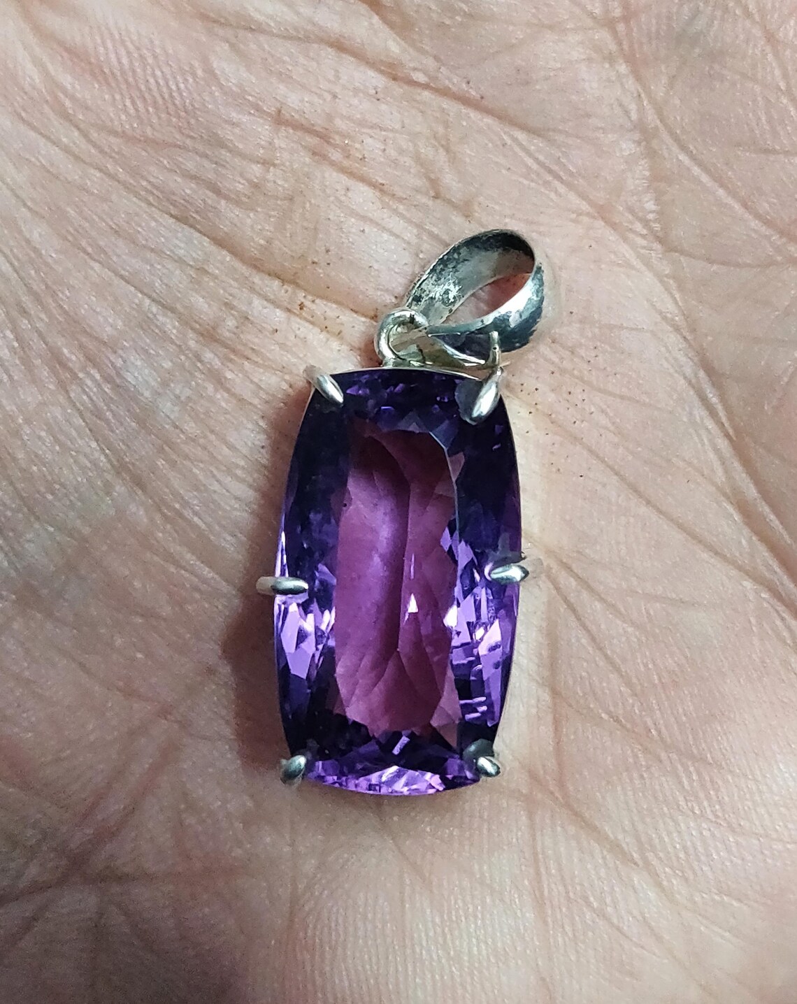 Large Amythest Pendant, Amythest Silver Pendant,women Pendant, Gemstone ...