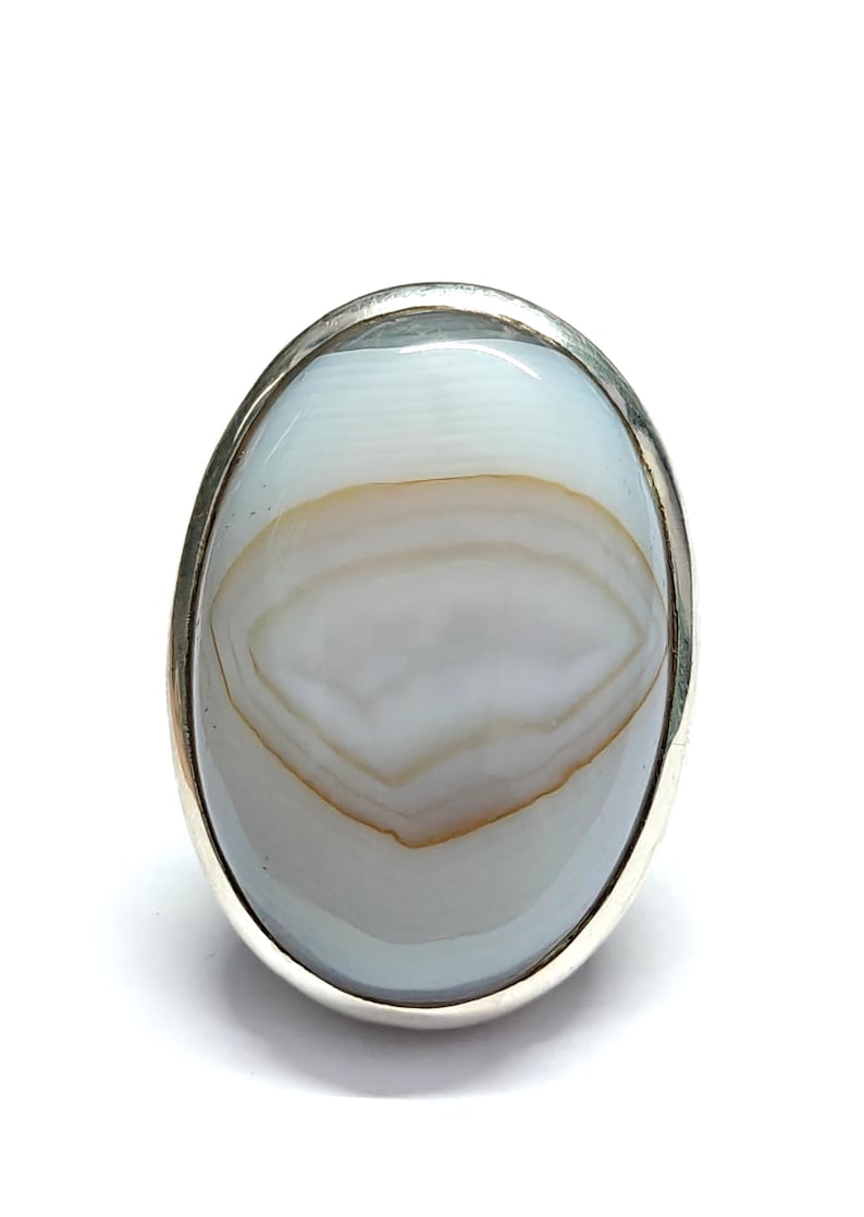 Natural White Agate Ring,925 Silver Ring,women Ring,agate Silver Ring ...