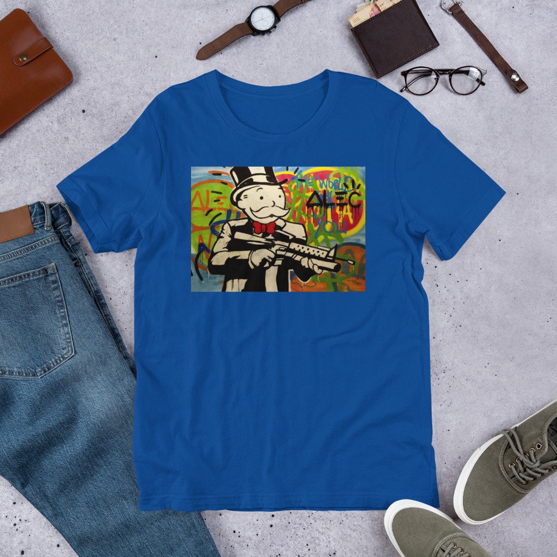 Alec Monopoly T-shirt Mr Monopoly With Gun Unisex Softstyle T-shirt ...