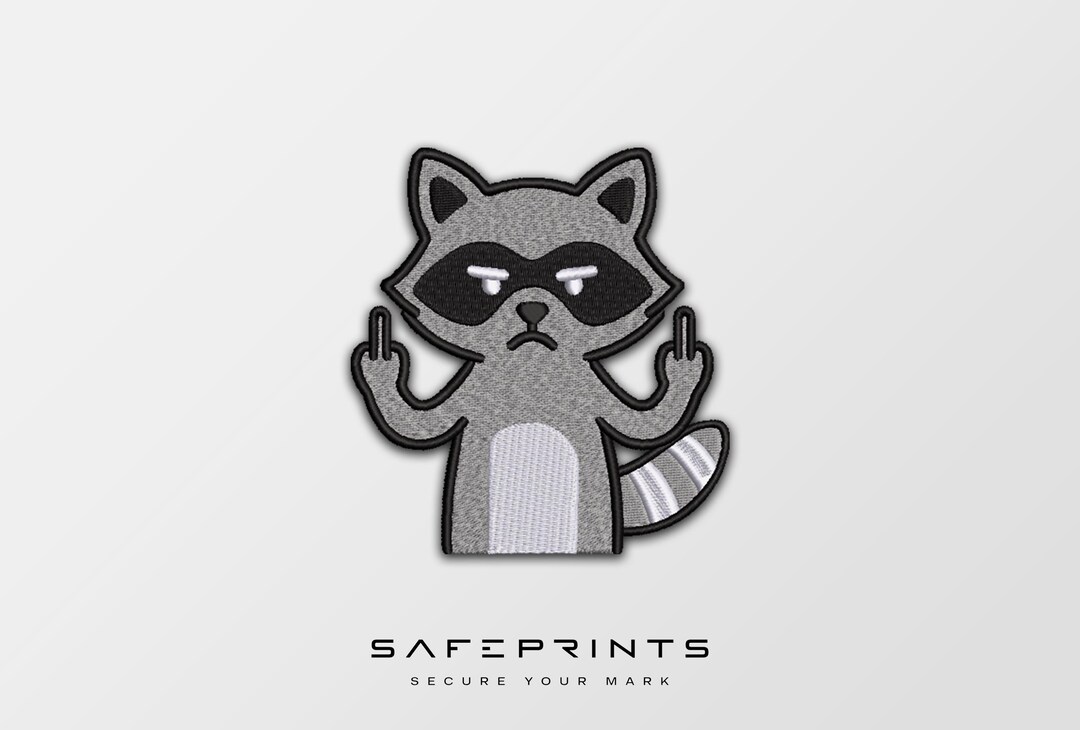 Funny Raccoon Middle Finger Embroidery Design File: 6 Sizes (PES, DST ...