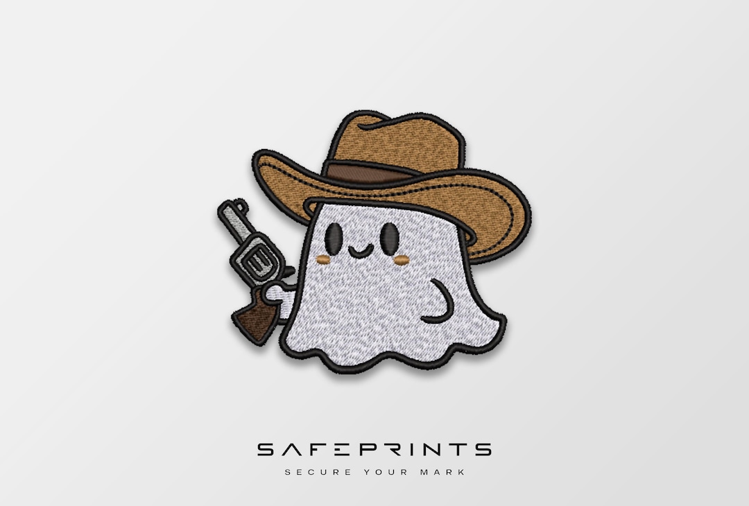 Cowboy Ghost With Pistol Embroidery Design: Halloween Spooky PES - Etsy
