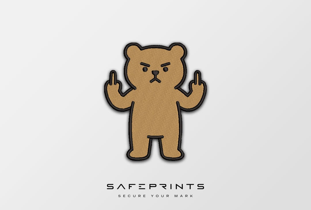 Funny Middle Finger Bear Embroidery Design: 6 Sizes (PES, JEF, DST ...