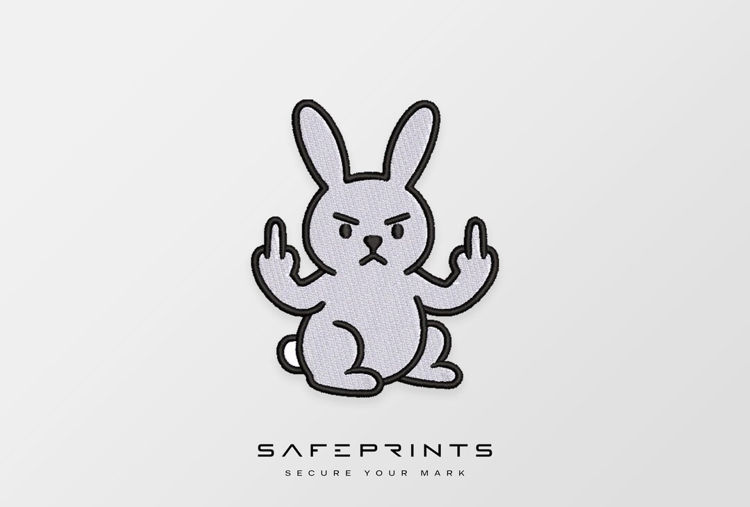 Easter Bunny Giving Middle Finger Embroidery Design File, 5 Sizes ...