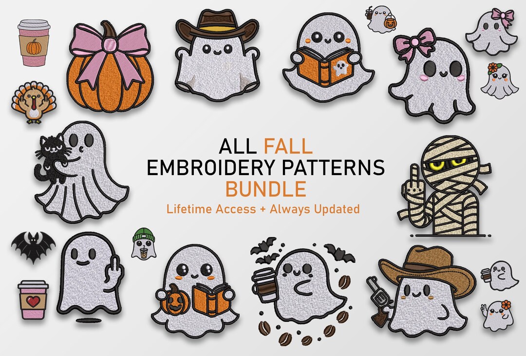 Fall Embroidery Design Bundle: 49+ Halloween & Thanksgiving Patterns ...
