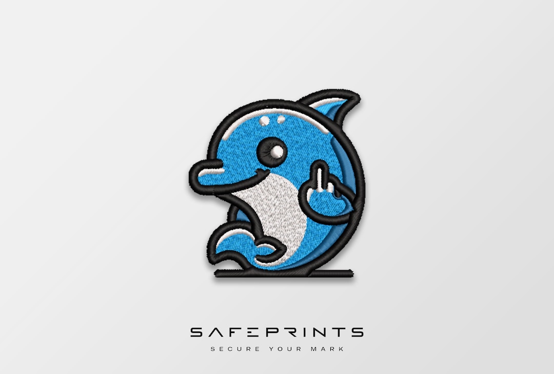 Dolphin Giving Middle Finger Embroidery Design File, Funny Dolphin ...