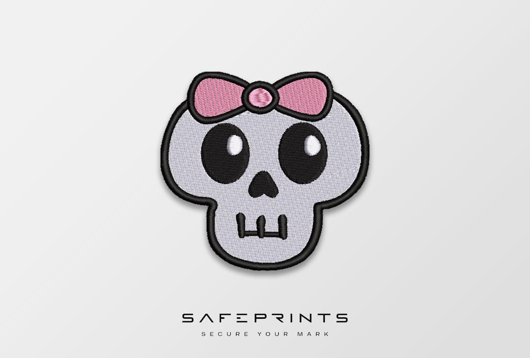 Cute Skull With Pink Bow Embroidery File, 5 Sizes, Cute Skull Design ...