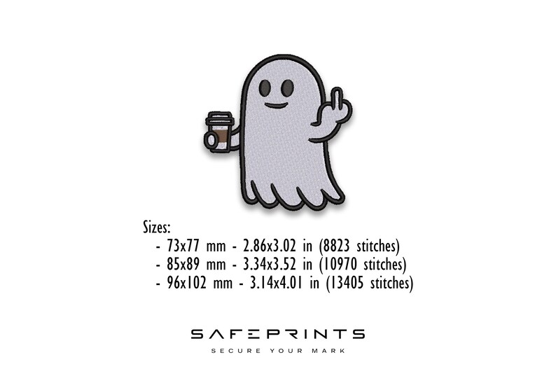 Funny Ghost With Coffee Embroidery Design File (PES) - Etsy