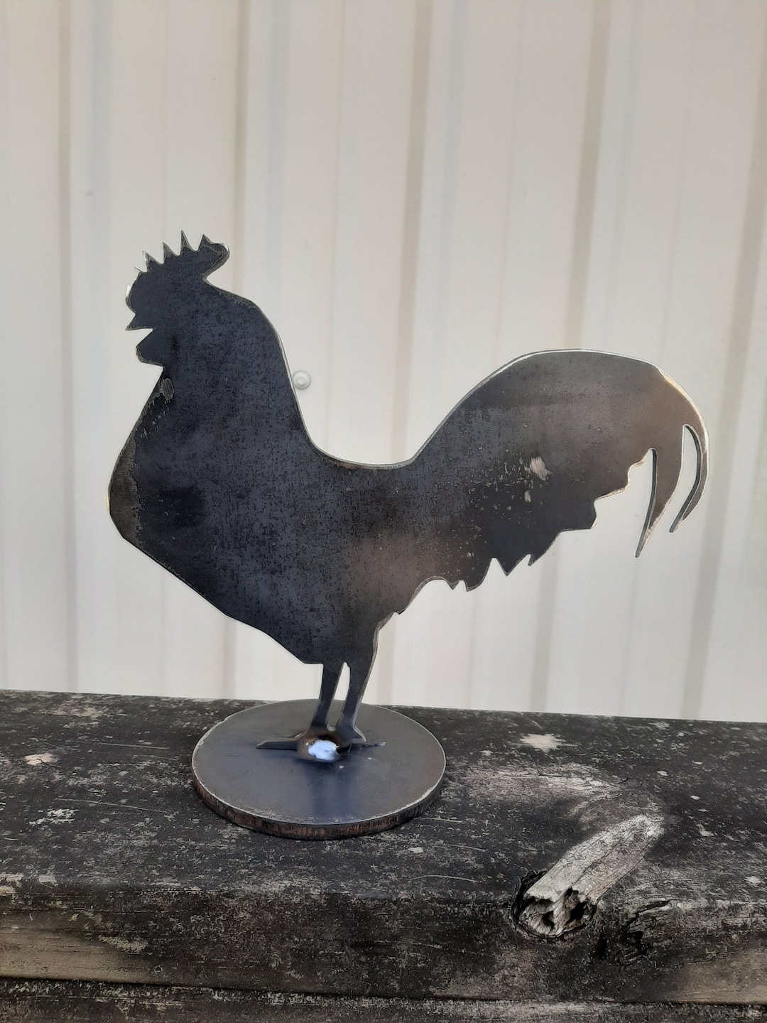 Rooster Metal Art With Base Bare Metal - Etsy