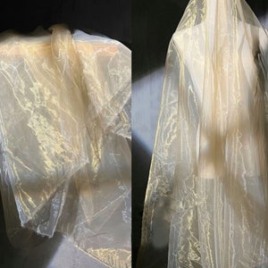 Light Gold Organza Fabric, Mesh Hard Organza Fabric, Tulle Glitter ...