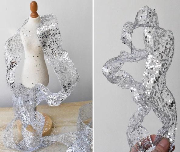 Silver Sequins Wire Lace Fabric, Shiny Metallic Stiff Wire Mesh Fabrics ...