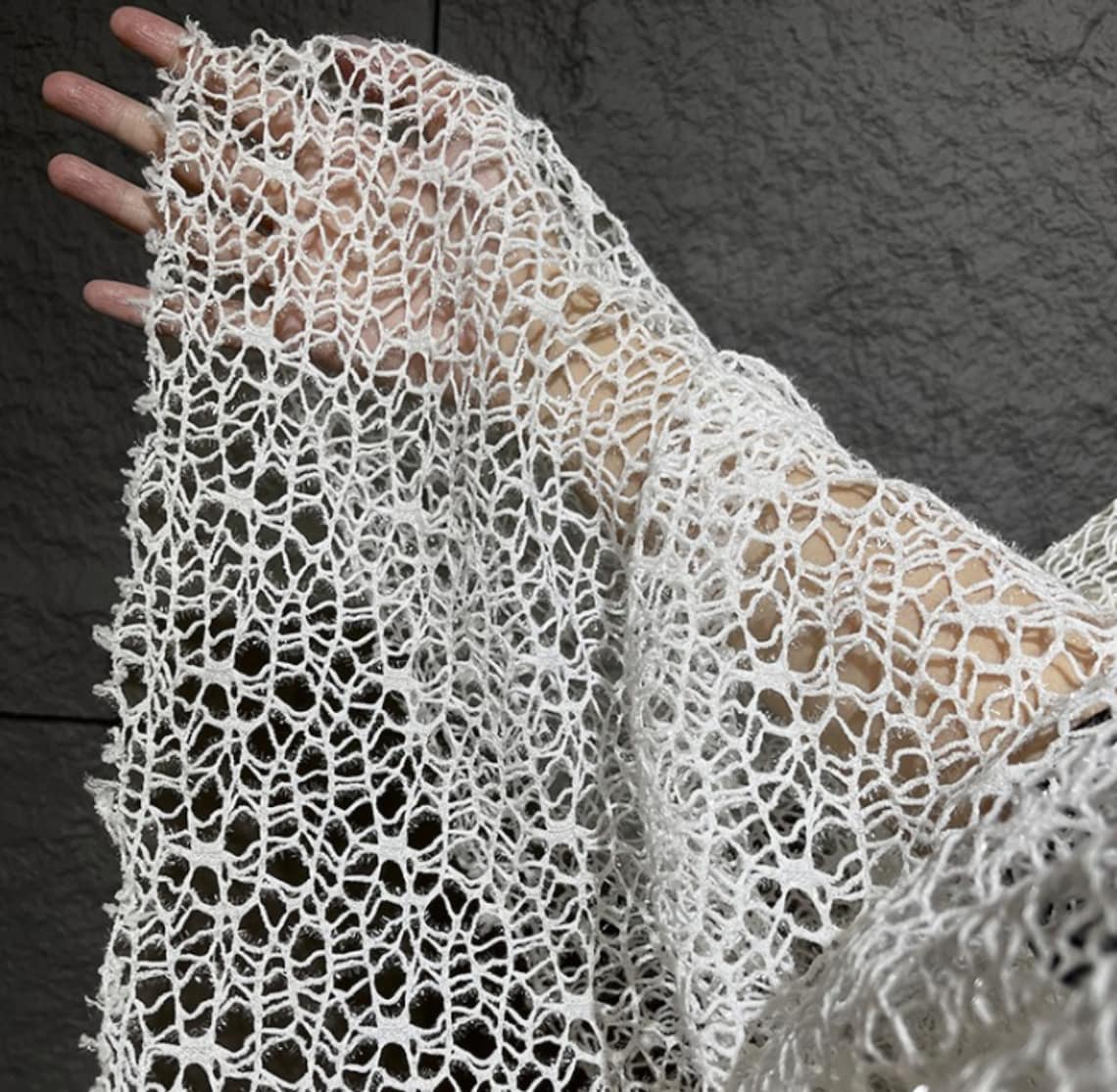 White Soft Jacquard Fabric Shine Mesh Openwork Fabrics - Etsy