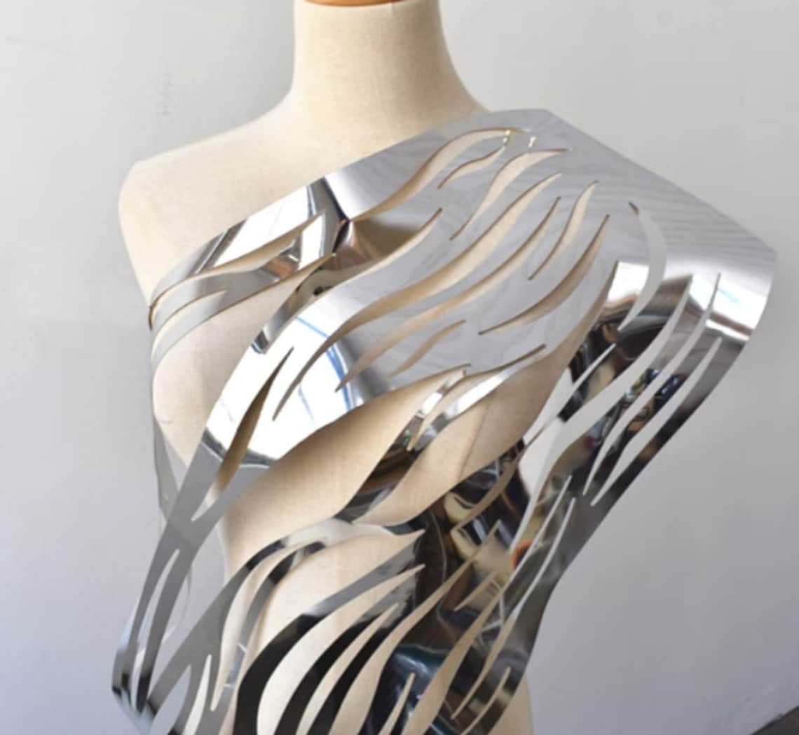 Double-sided Silver Mirror Fabric, Film Wave Texture Paper Fabric, PVC ...