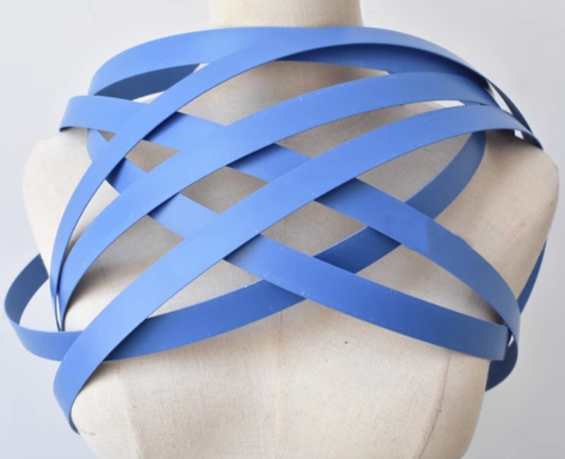 Hard Ribbon Lace Fabric, Blue Hard Plastic Fabrics, Exaggerated Stage ...