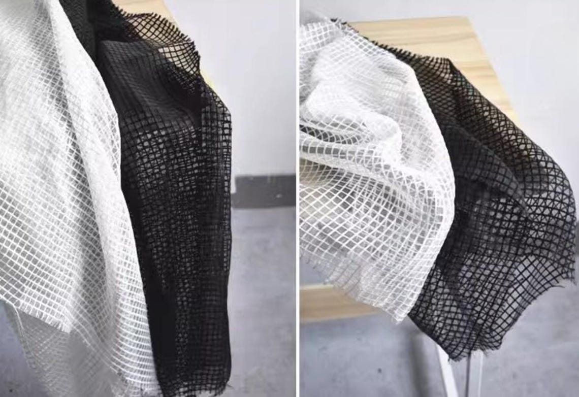 White Stiff Organza Fabric, 3D Texture Modelling Fabric, Small Square ...