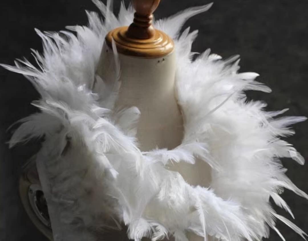 White Feather Tasseled Fabric, Soft Fringed Feather Fabric, Fabric by ...