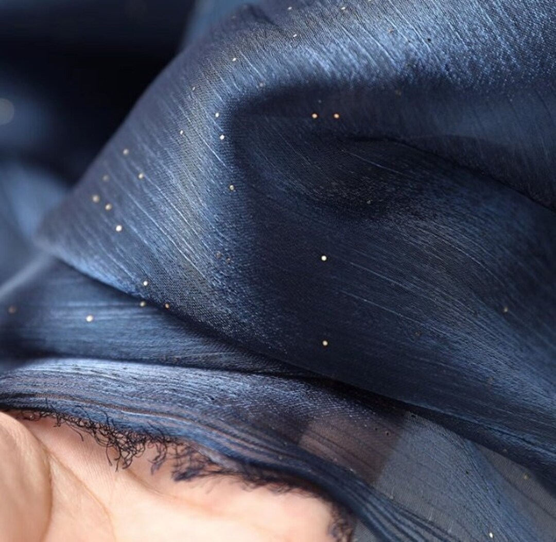 Aristocrat Blue Organza Fabric, Starry Sky Mesh Organza Fabrics, Hot ...