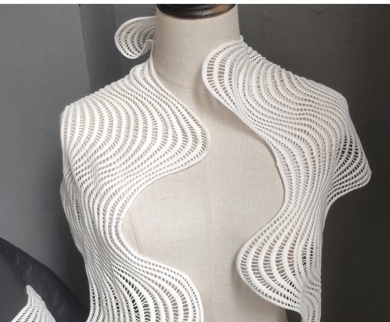Creative Curved Openwork Lace Fabric, Lace Wave Soft Fabric, Space ...