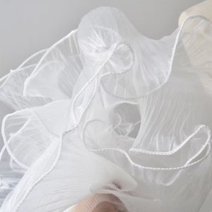 Pleated Sheer Organza Fabric, Wave Lace Ruffle Pleat Fabric, Mesh ...