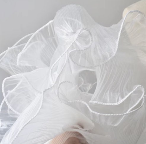 Pleated Sheer Organza Fabric, Wave Lace Ruffle Pleat Fabric, Mesh ...