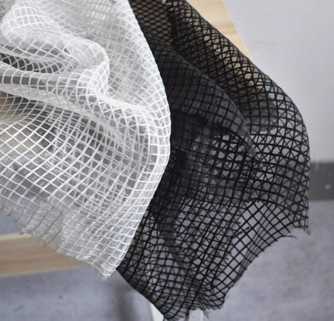 White Stiff Organza Fabric, 3D Texture Modelling Fabric, Small Square ...