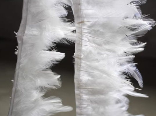 White Feather Tasseled Fabric, Soft Fringed Feather Fabric, Fabric by ...